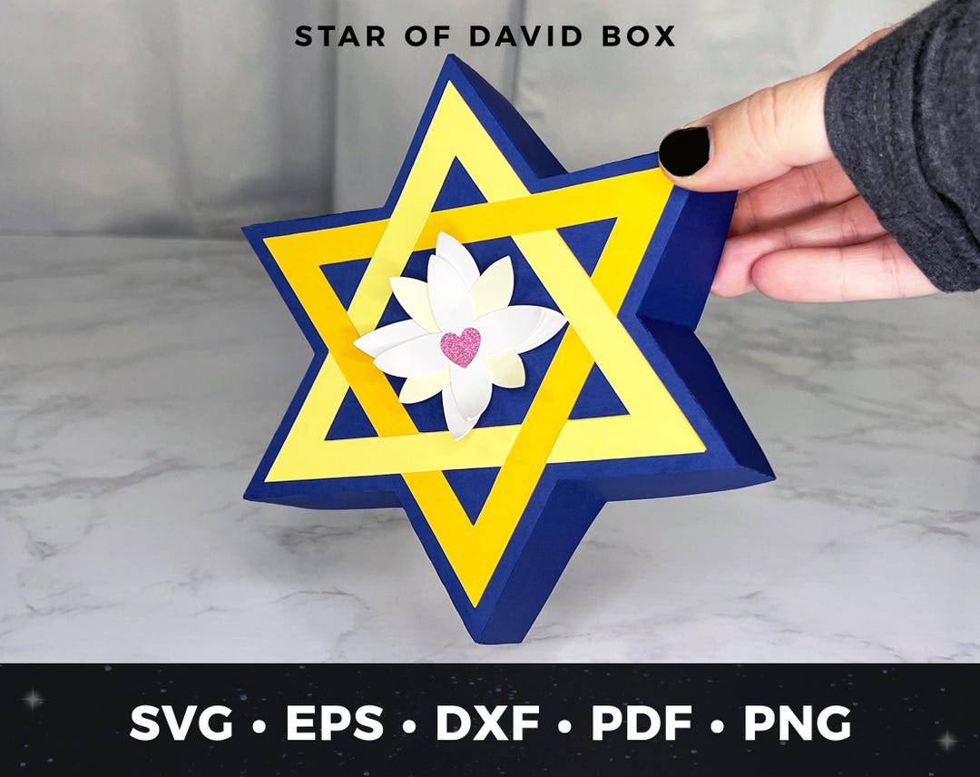 Star of David Gift Box SVG, 3D Jewish Favor Box Template, Hanukkah ...