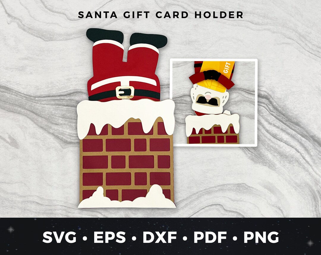 Santa Gift Card Holder Svg, DIY Christmas Gift Card Holder Cut File Svg ...