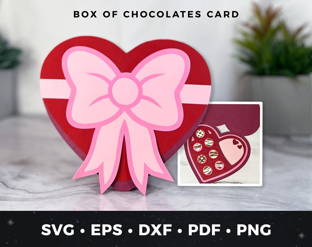 Valentine Heart Candy Box Card SVG, Love Greeting Card, DIY Valentine ...