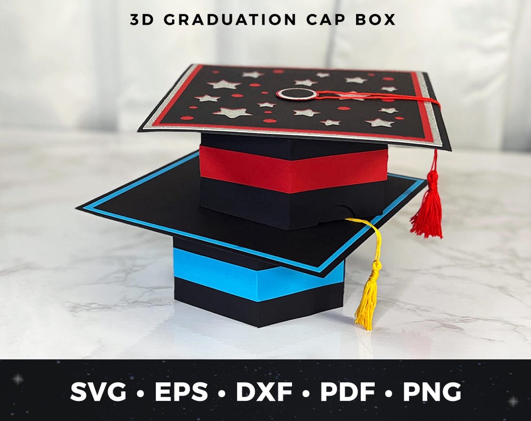 Graduation Cap Gift Box SVG, 3D Grad Favor Box Template, DIY Graduation ...