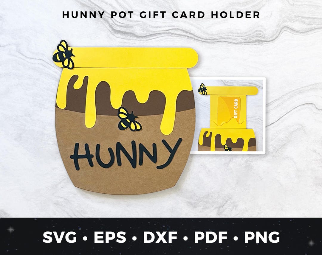 Hunny Pot Gift Card Holder SVG, Cute Honey Pot Card, DIY Bee Lover Gift ...