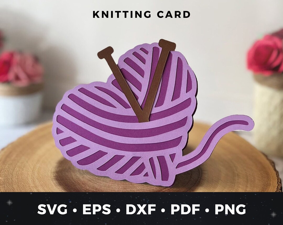 Knitting Card Svg, DIY Knitting Card, Knitting Cut File, Knitting Svg ...