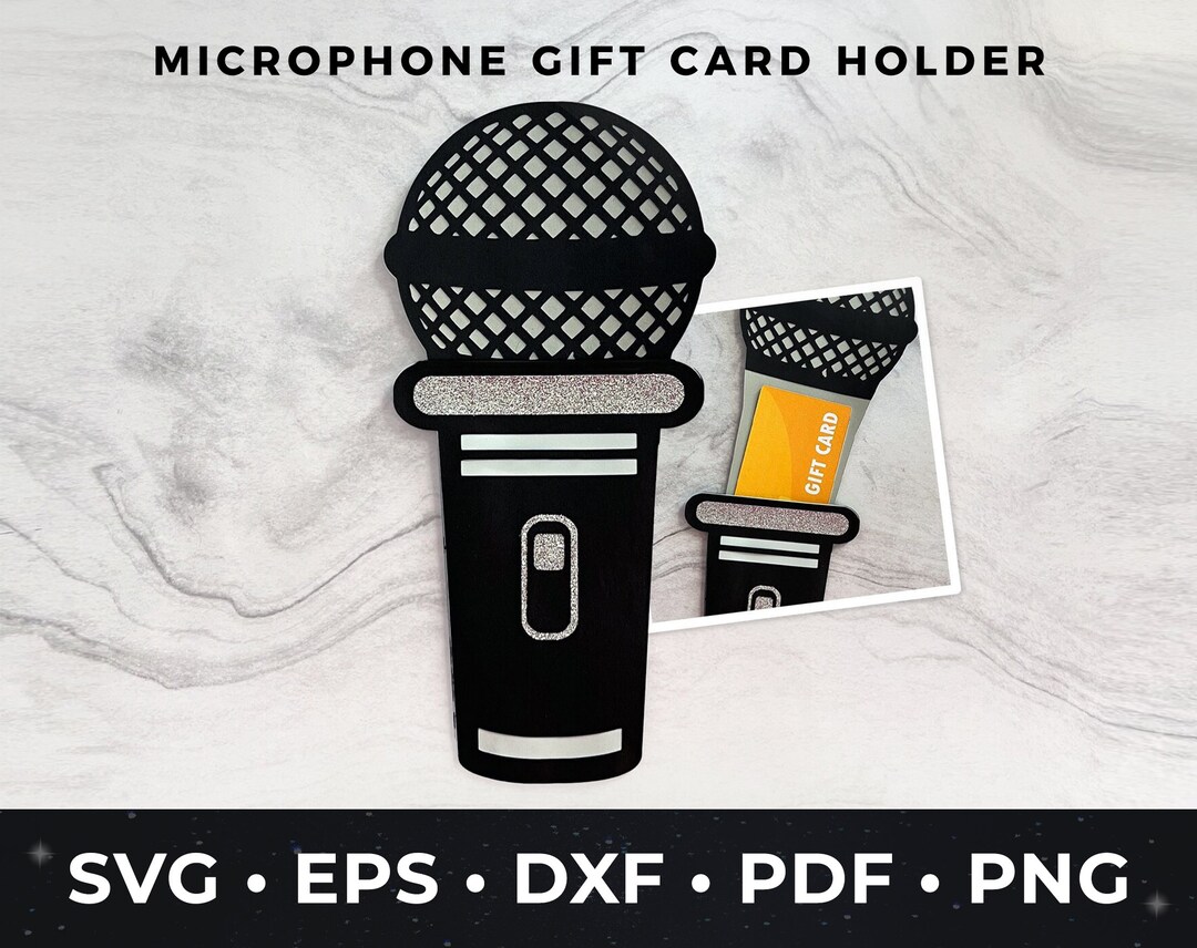 Microphone Gift Card Holder Microphone Card Svg Microphone - Etsy