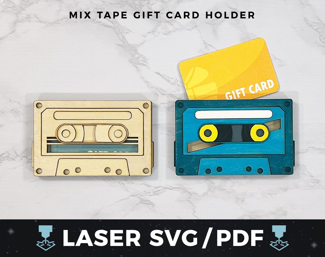Cassette Gift Card Holder Laser Cut File, Retro Mixtape SVG, 80s Music ...