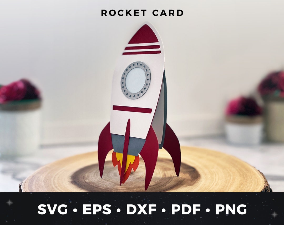 Rocket Ship Birthday Card Svg, Space Ship Card Svg, Rocket Cut File ...