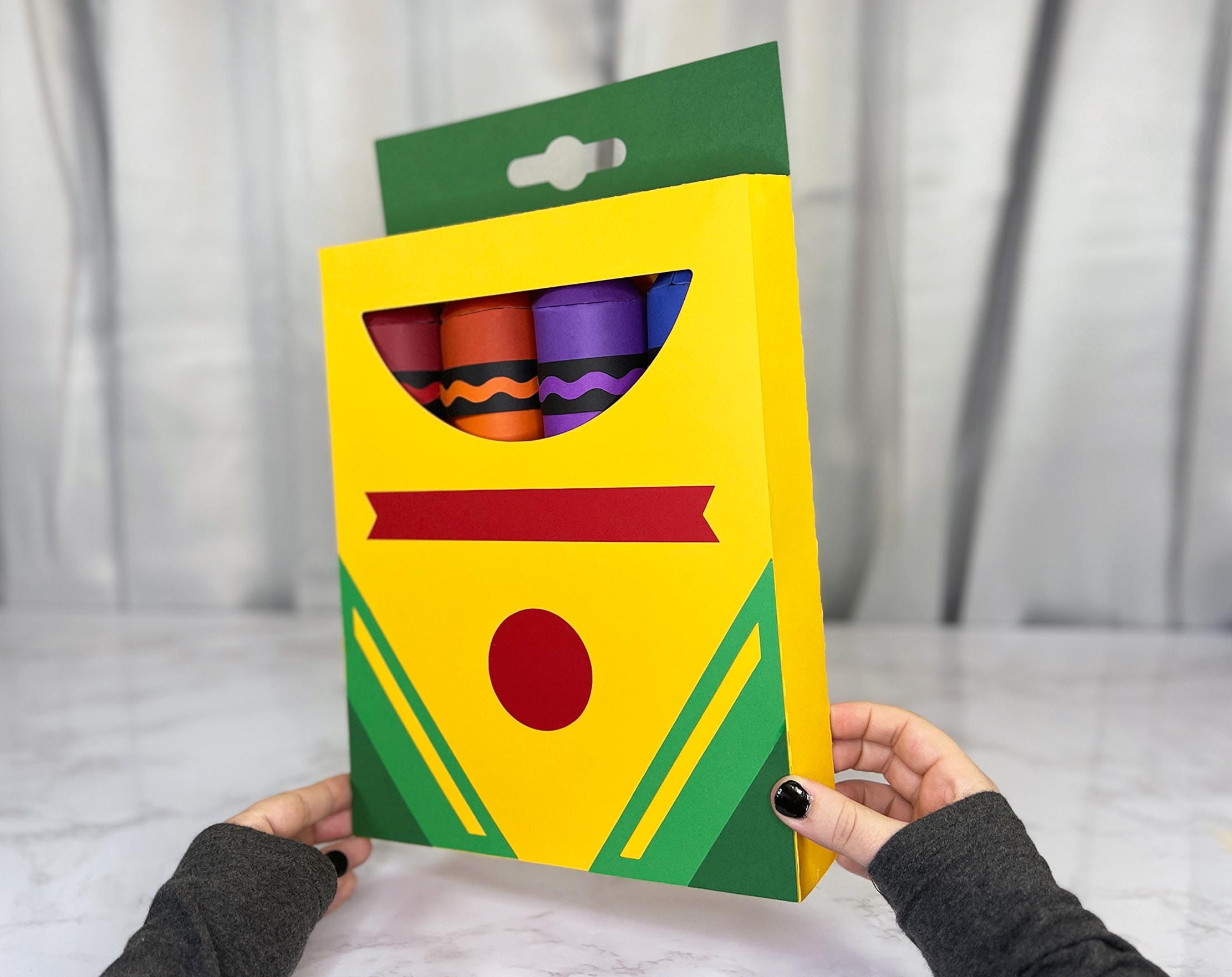 Big Crayon Box Gift Box SVG, 3D Crayon Favor Box Template PDF, DIY ...