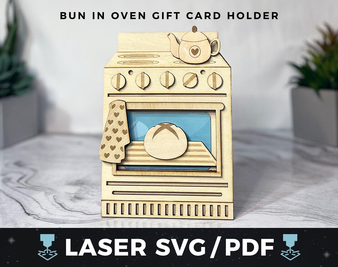 Bun in Oven Gift Card Holder Laser SVG, Baby Shower Gift Card Holder ...