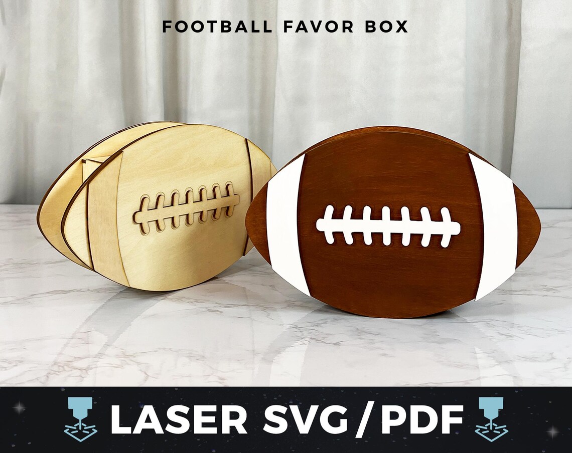 Football Gift Box Laser Cut File, Football Treat Box SVG, Sports Party ...