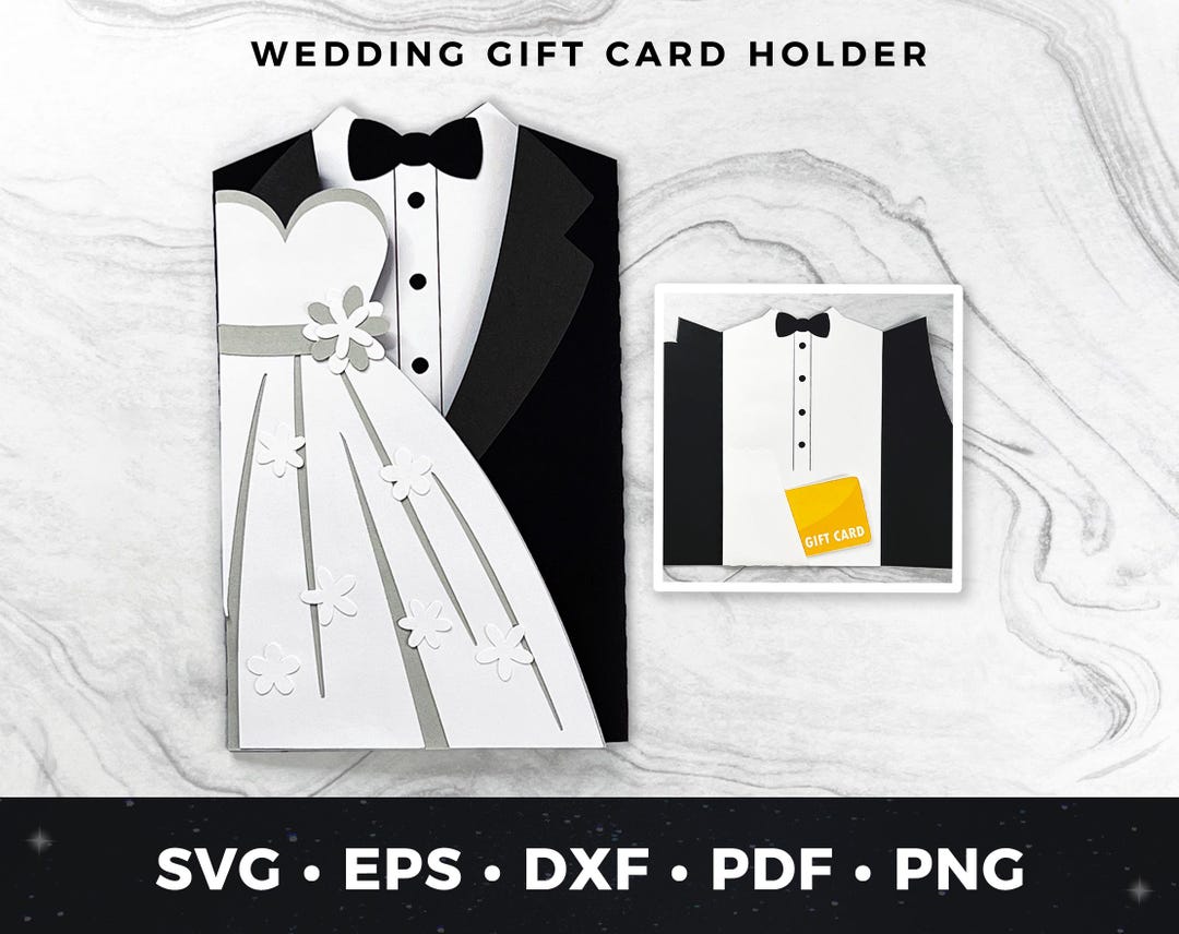 Wedding Gift Card Holder SVG, Bride and Groom Gift Card, Wedding Money ...
