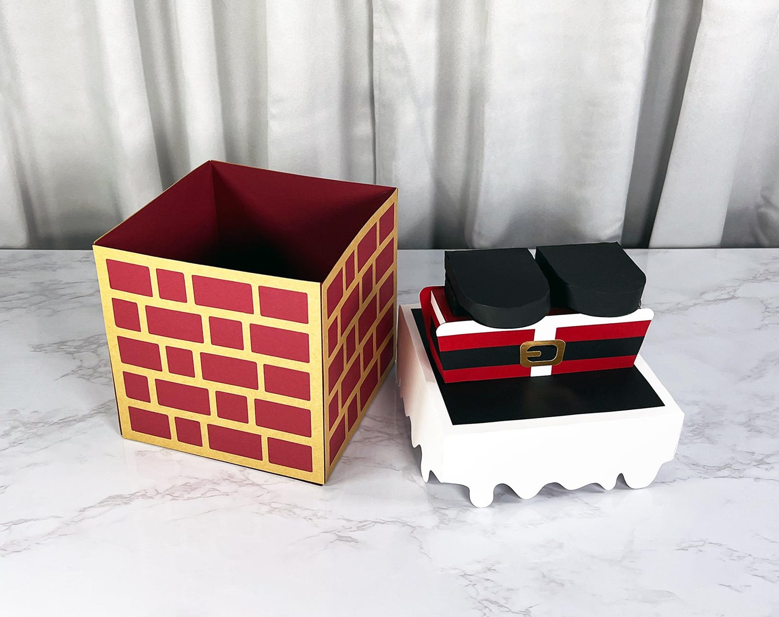 Santa Chimney Gift Box SVG, 3D Holiday Favor Box Pdf, DIY Christmas ...