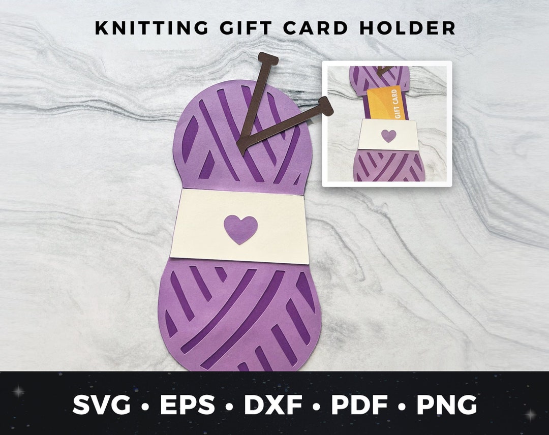 Knitting Gift Card Holder Svg, DIY Knitting Card, Knitting Cut File ...