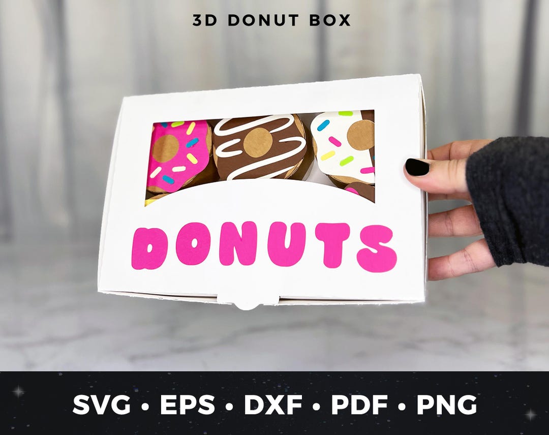 Mini Donut Box SVG, Mini Donut Favor Boxes, 3D Donut Gift Box Template ...
