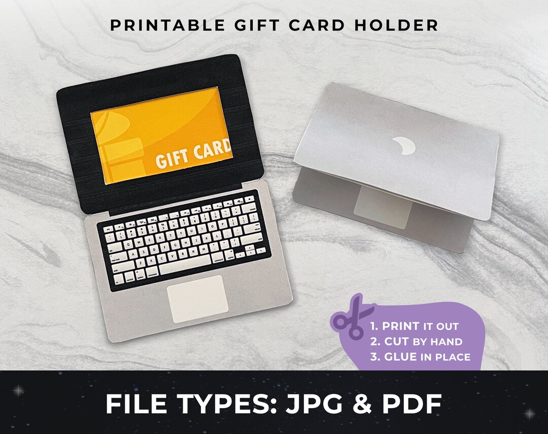 Printable Laptop Gift Card Holder Laptop Card Pdf Computer - Etsy
