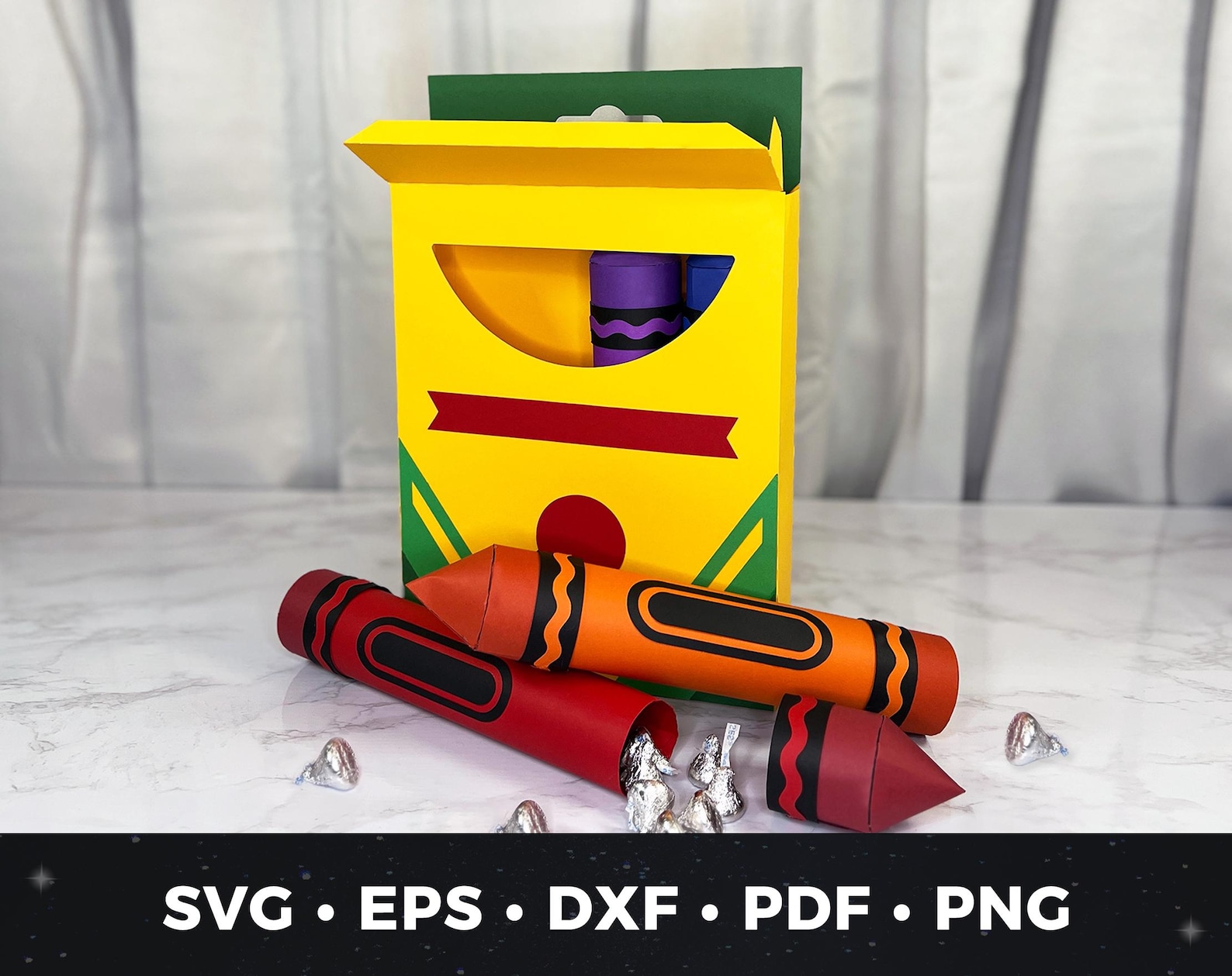 Big Crayon Box Gift Box SVG, 3D Crayon Favor Box Template PDF, DIY ...