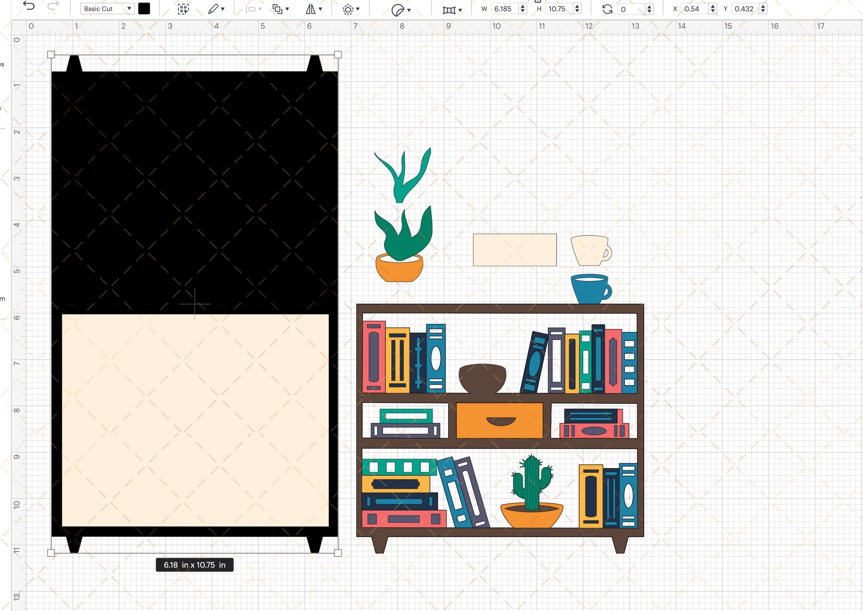 Bookcase Greeting Card SVG, Bookshelf Card SVG, Book Lover Card, DIY ...