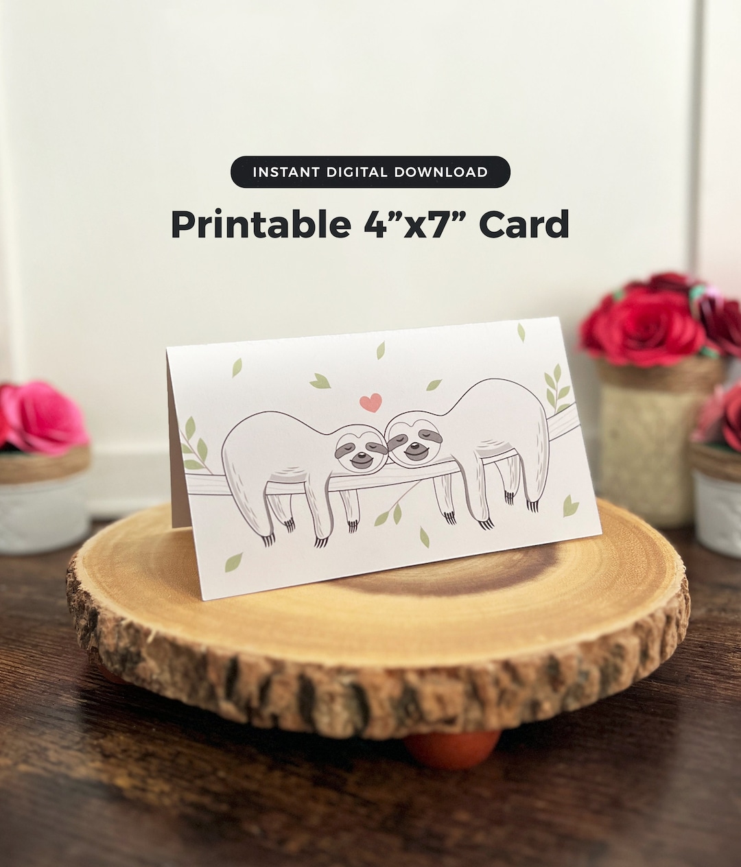 Printable Sloth Card, Cute Sloth Card, Sloth Birthday Card, Cute ...