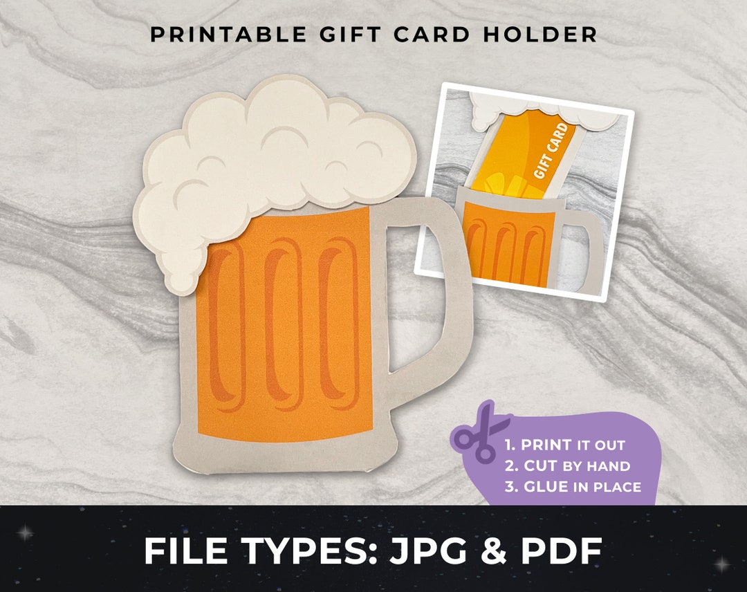 Printable Beer Gift Card Holder Beer Mug Pdf Printable Beer - Etsy