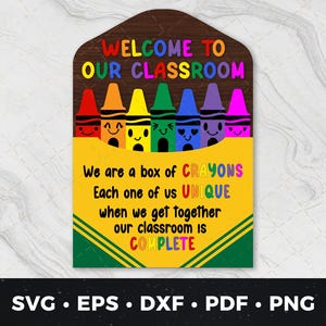 Classroom Crayon Welcome Sign, Teacher Classroom Door Sign Svg, DIY ...
