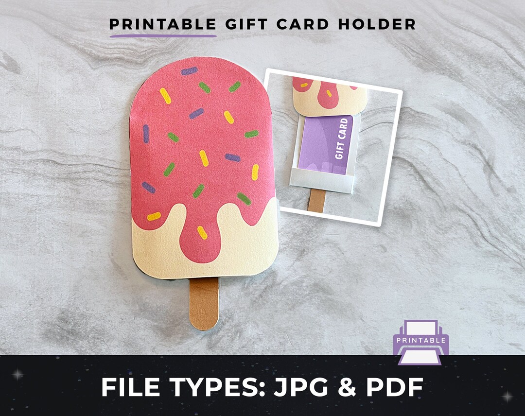 Printable Popsicle Gift Card Holder, Printable Ice Cream Gift Card ...
