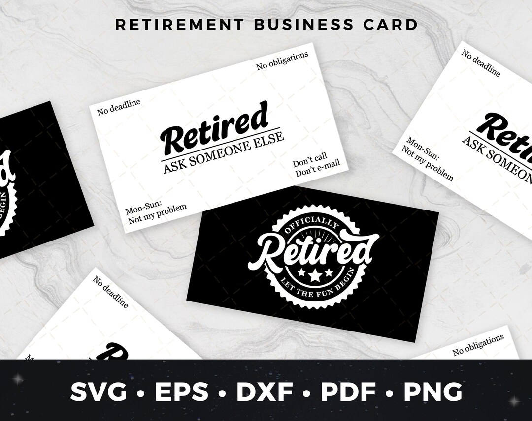 Printable Retirement Business Cards, Funny Retirement Gift, Digital ...