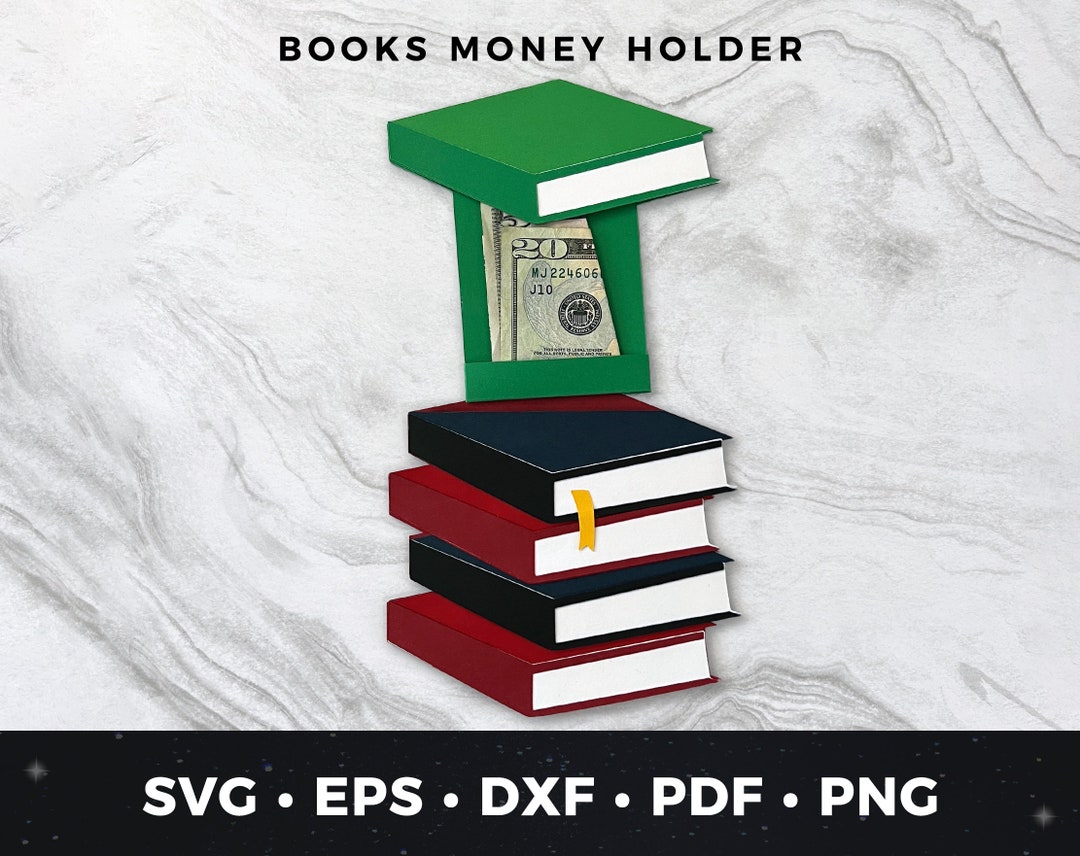 Books Money Holder Svg, Book Lover Svg, DIY Teacher Card, Books Svg ...