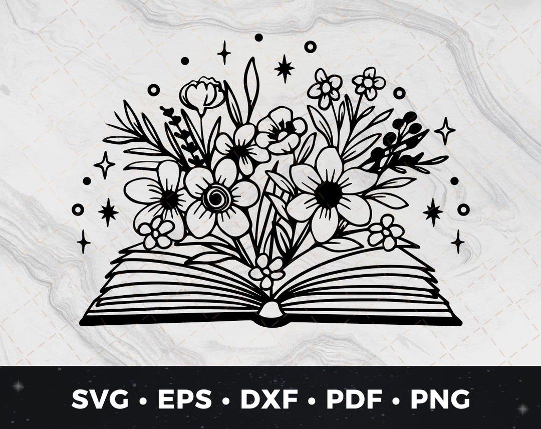 Open Book Svg, Floral Book Design PDF, Open Book With Flowers Png ...