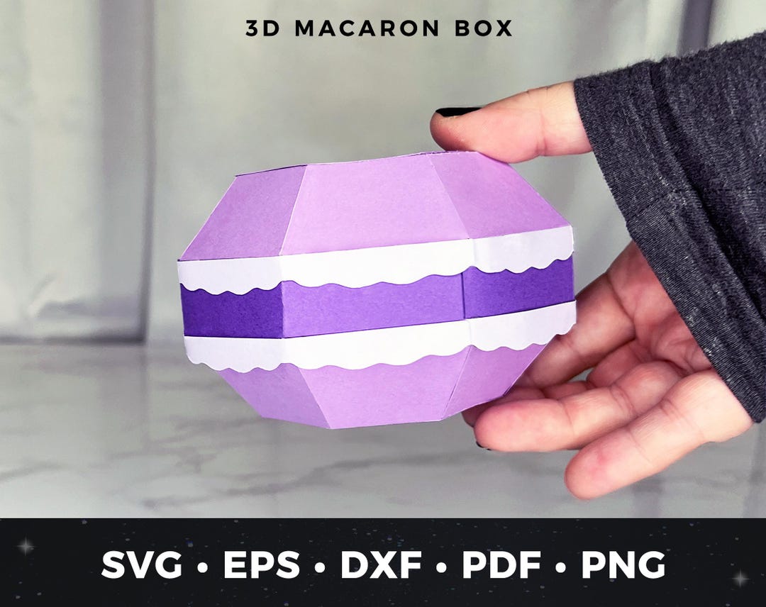 Macaron Gift Box SVG, 3D Macaron Favor Box Template, French Pastry Box ...