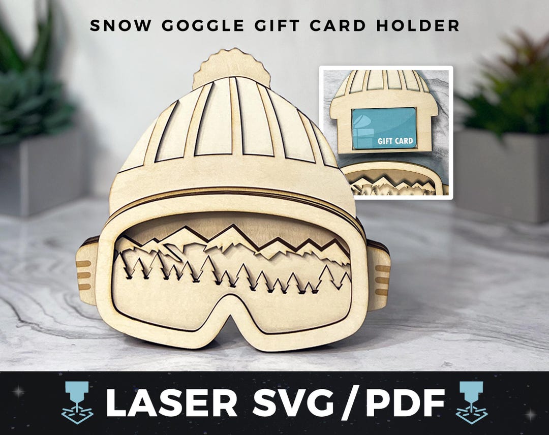 Snow Goggles Gift Card Holder Laser SVG, Skiing Giftcard Holder PDF ...