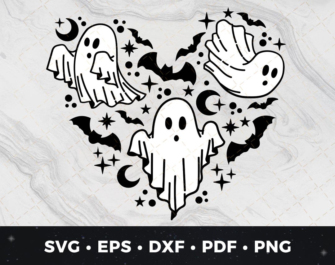 Ghost Heart SVG, Halloween Png, Spooky Season Svg, Ghost Clip Art, Boo ...