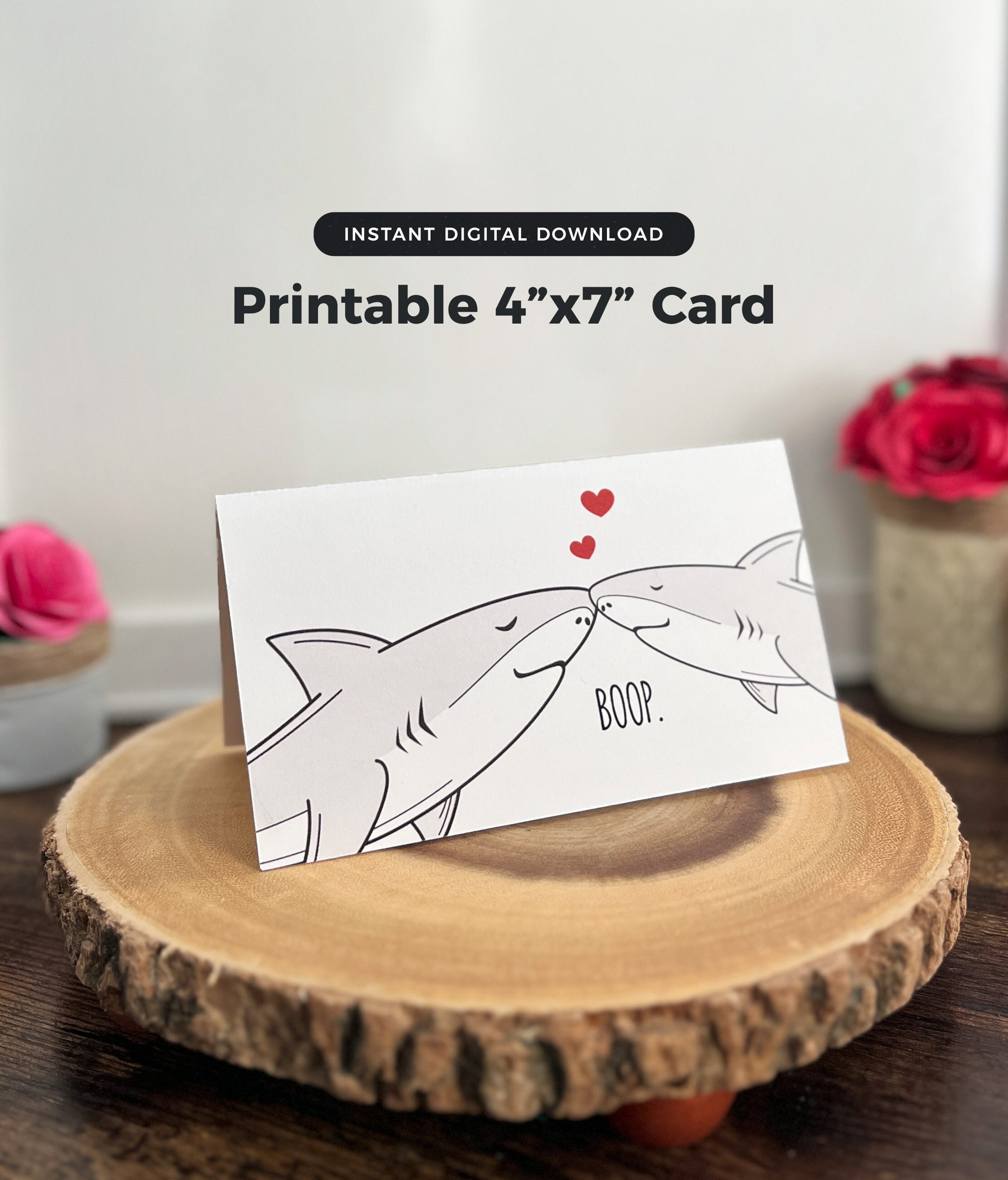 Printable Shark Card, Cute Shark Card, Shark Birthday Card, Cute ...