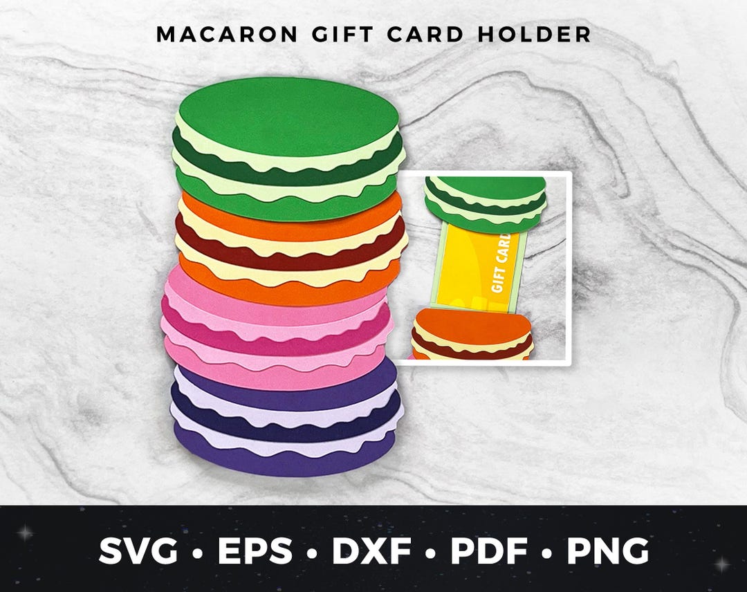 Macaron Gift Card Holder Svg, French Bakery Card, Macaroon Gift Card ...