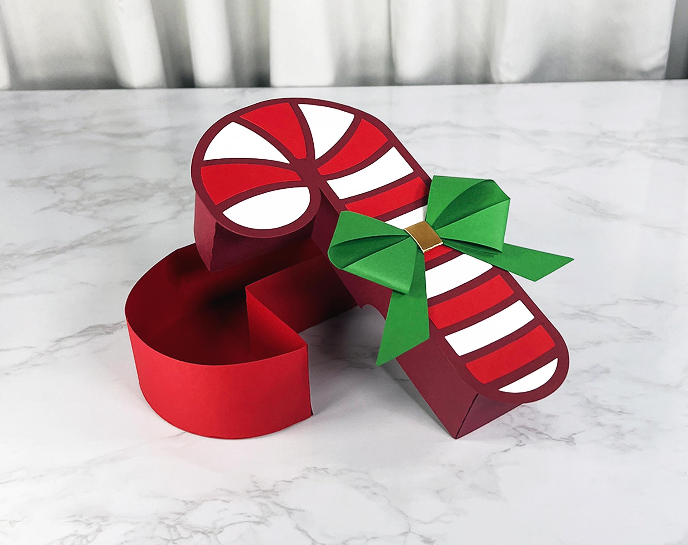 Candy Cane Gift Box SVG, 3D Christmas Favor Box Template Pdf, DIY ...