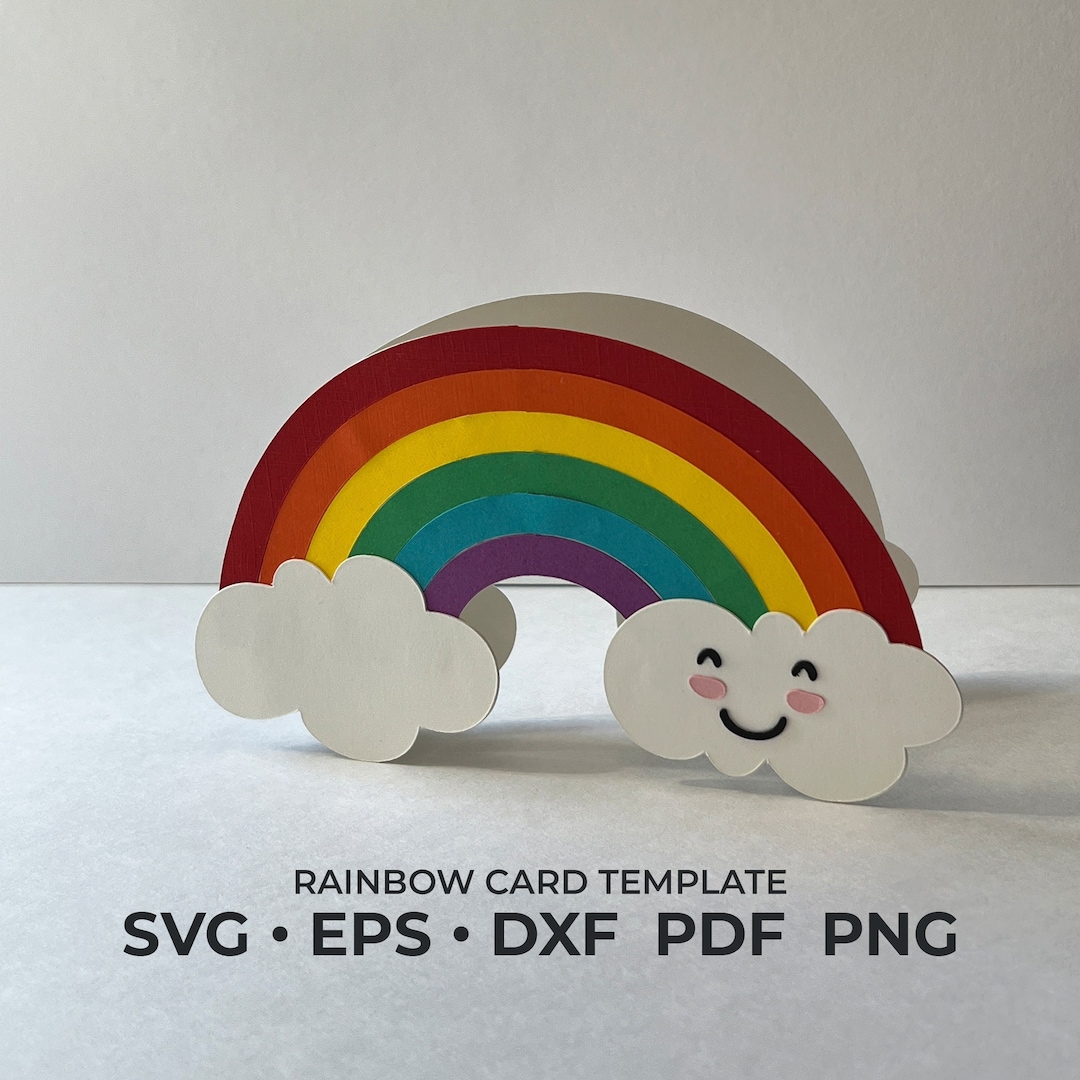 Rainbow Card Template Rainbow Birthday Card Birthday - Etsy