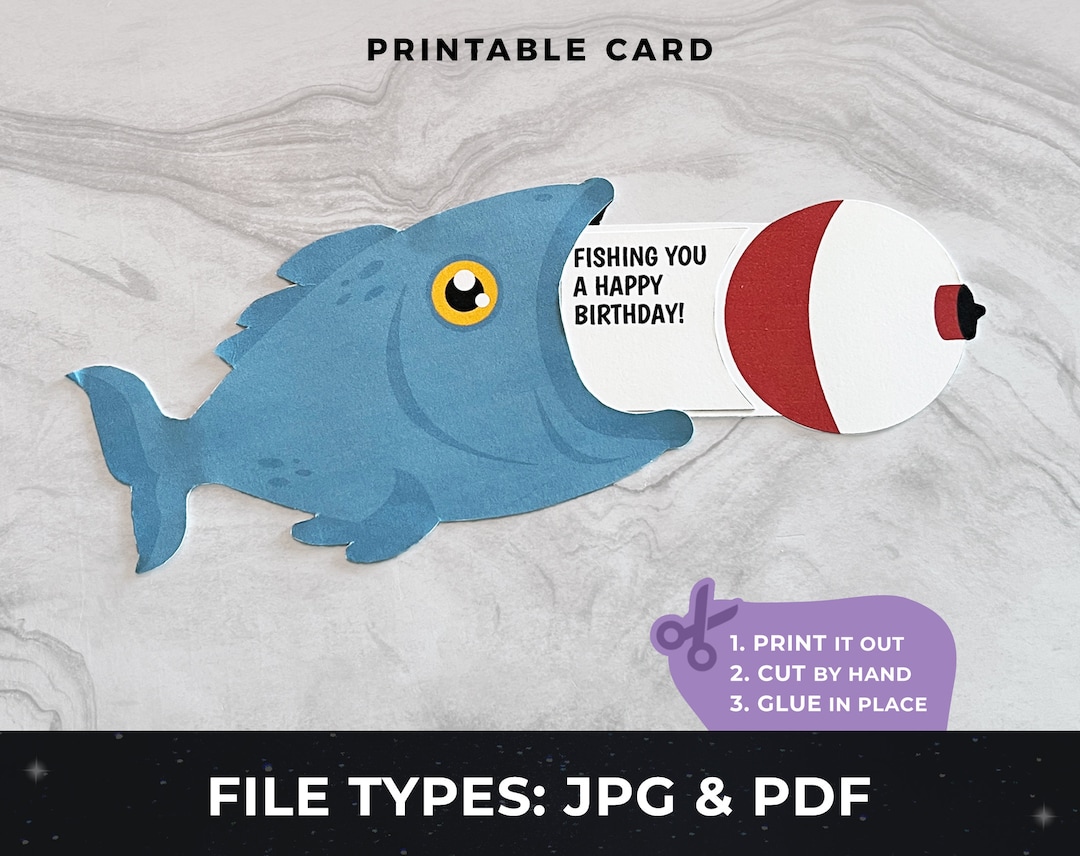 Printable Fishing Birthday Card Printable Fish Birthday Card - Etsy ...