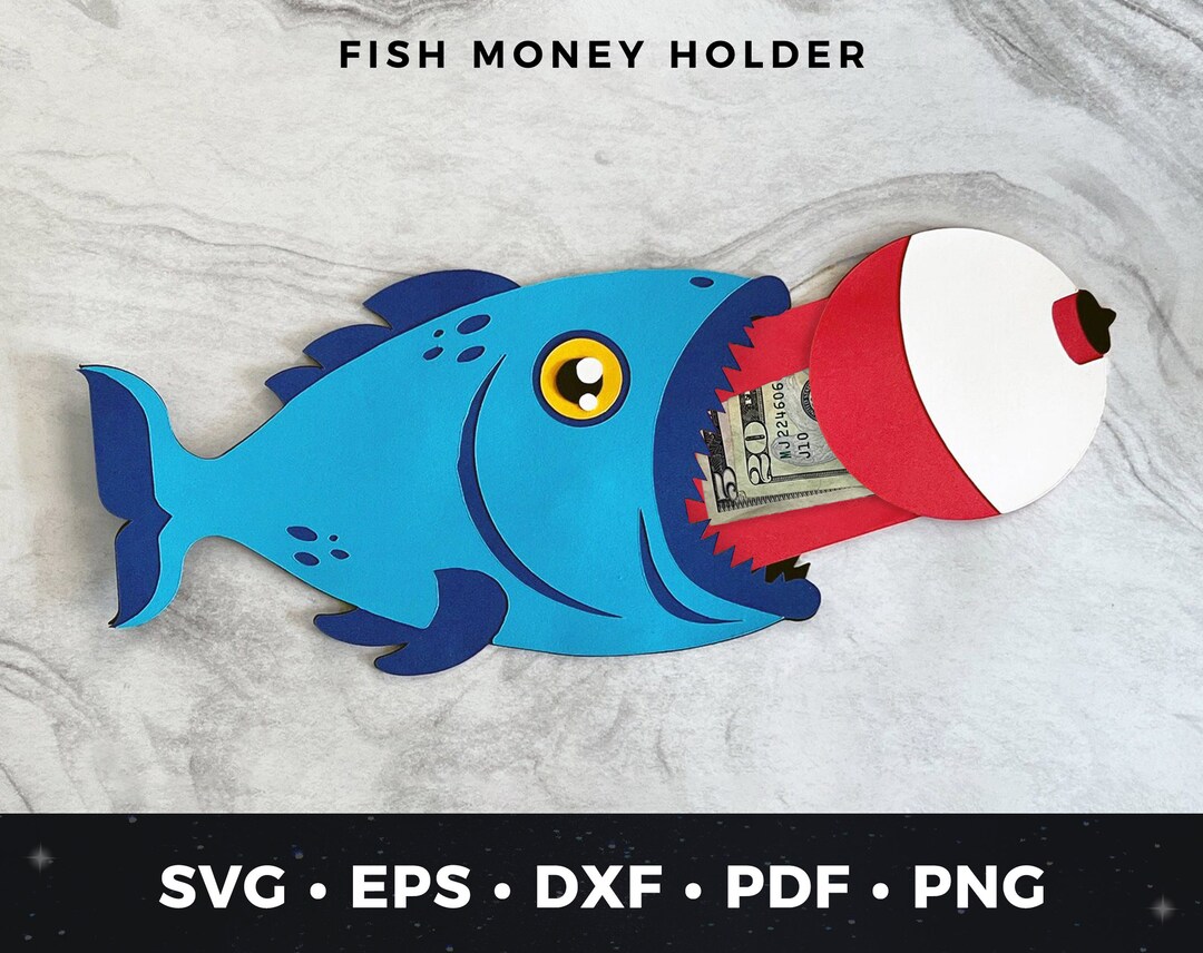 Fishing Card Template, Fish Money Holder, Birthday Card Download, DIY ...