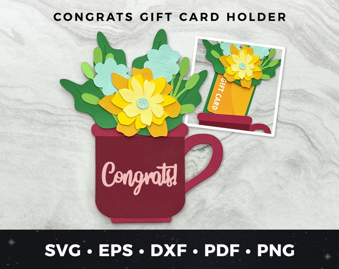 Congrats Gift Card Holder, Flower Gift Card Holder, DIY Congrats Card ...