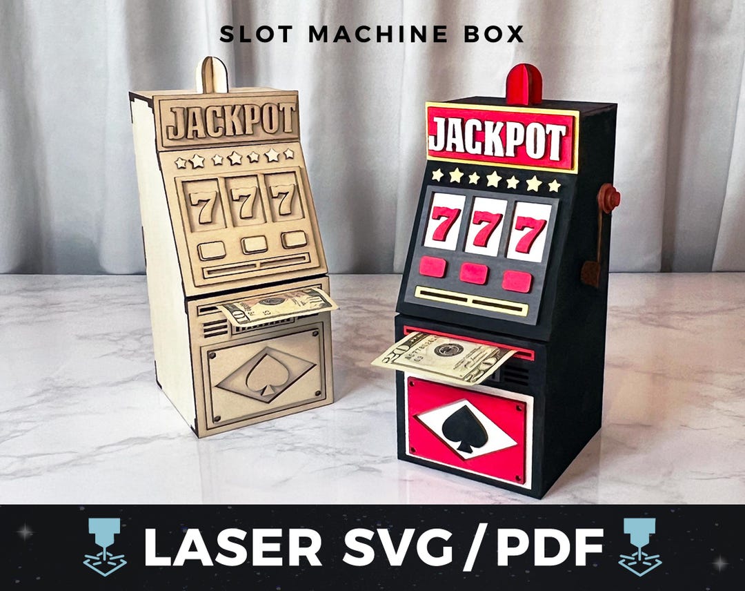 Slot Machine Money Box Laser Cut File, 3D Casino Favor SVG, Vegas Party ...