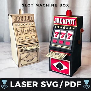 Slot Machine Money Box Laser Cut File, 3D Casino Favor SVG, Vegas Party ...
