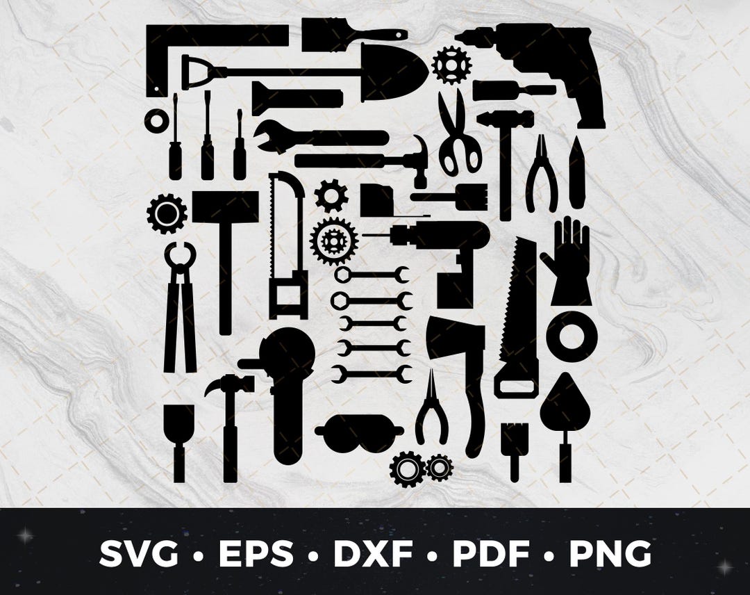 Tool Silhouettes SVG, Hand Tool Graphics, Wrench Silhouette, Power ...