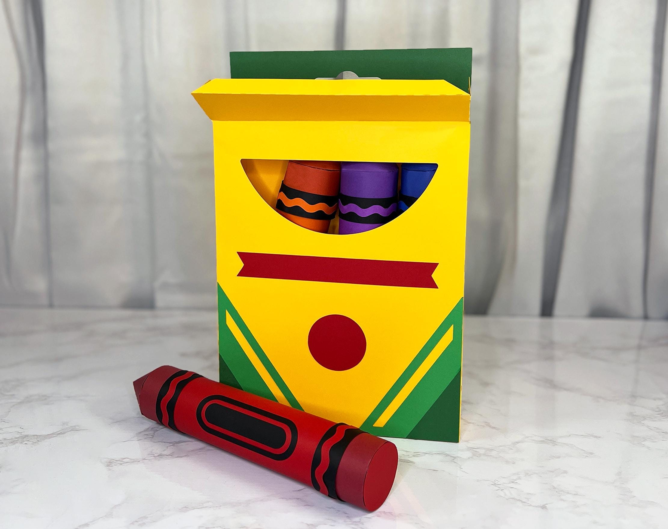 Big Crayon Box Gift Box SVG, 3D Crayon Favor Box Template PDF, DIY ...