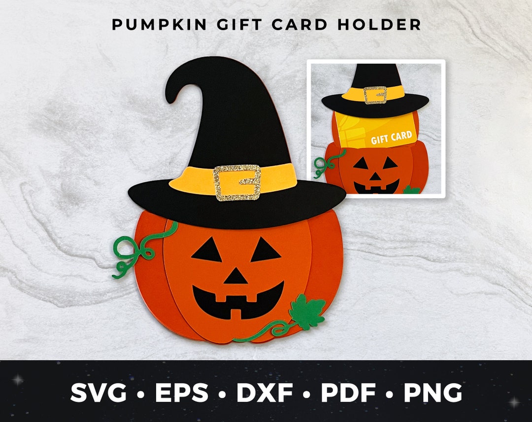 Halloween Gift Card Holder Svg, Jack O Lantern Gift Card Holder Svg ...