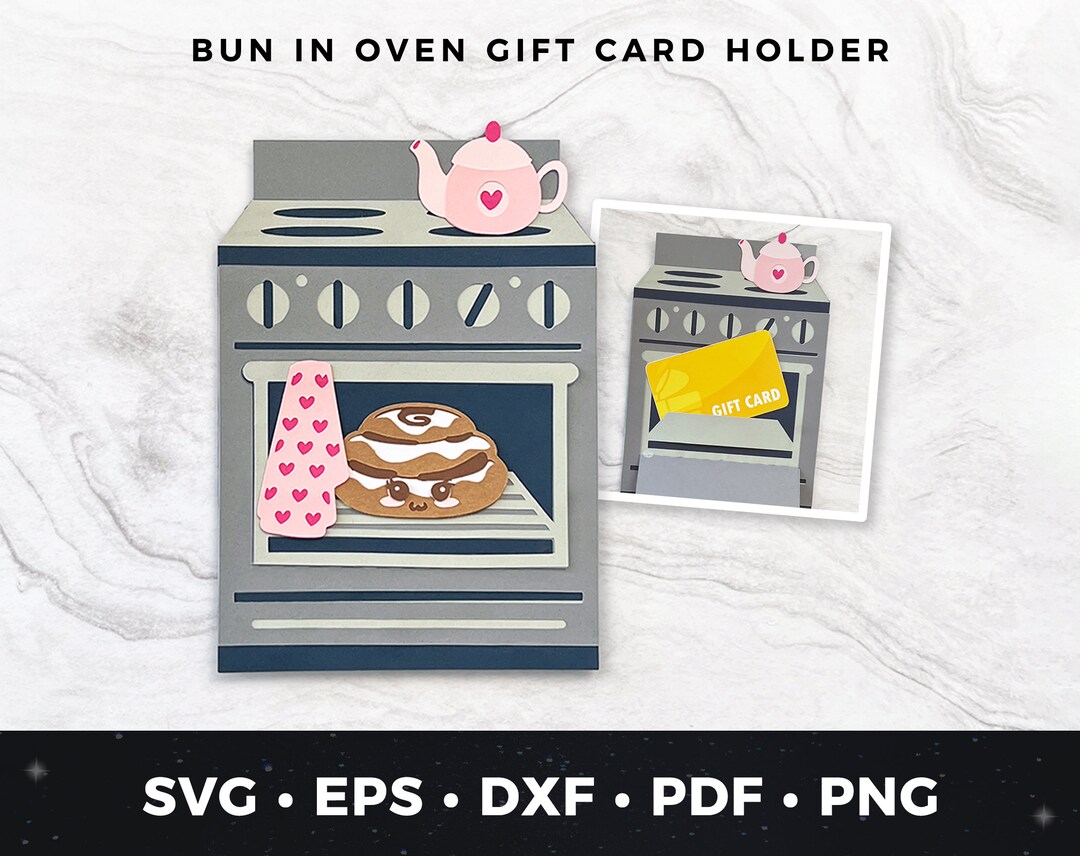 Bun in Oven Gift Card Holder Svg, Baby Shower Gift Card Holder, DIY ...