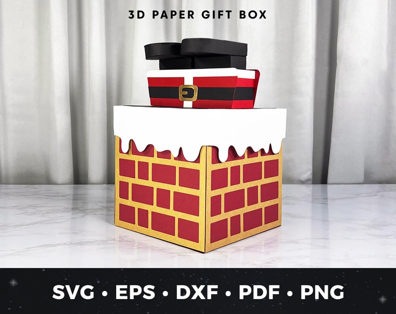Santa Chimney Gift Box SVG, 3D Holiday Favor Box Pdf, DIY Christmas ...
