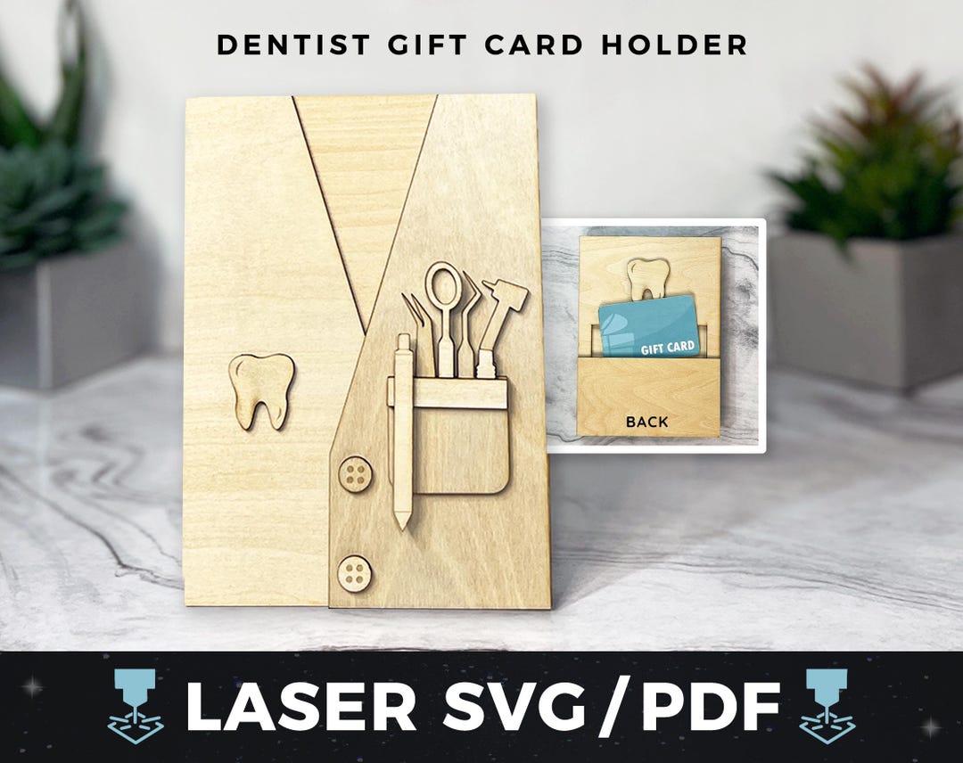 Dentist Gift Card Holder Laser SVG, Hygienist Gift, Tooth Gift PDF ...