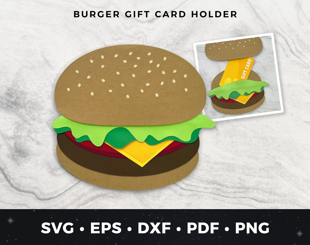 Burger Gift Card Holder Svg, Burger Money Holder Svg, Fast Food Gift ...