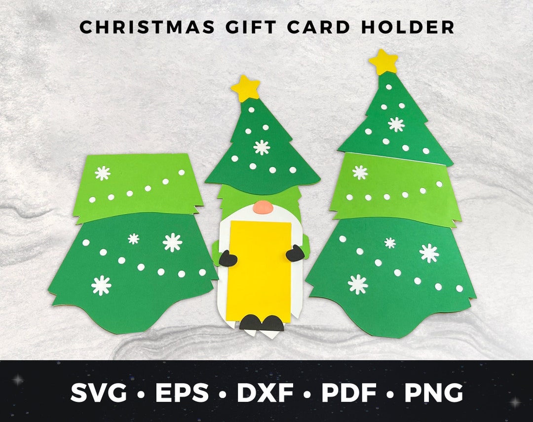 Gnome Christmas Tree Gift Card Holder Svg, Xmas Svg, Christmas Giftcard ...