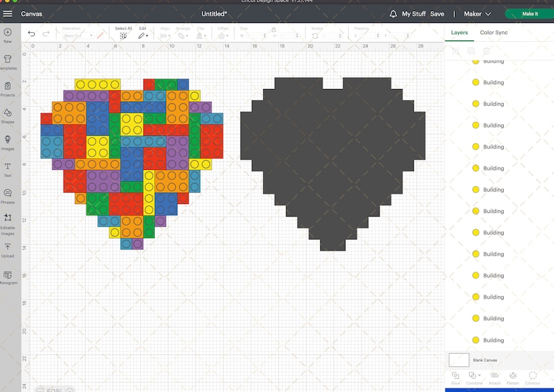 Building Brick's Heart Svg Building Brick Dxf Cute Brick - Etsy