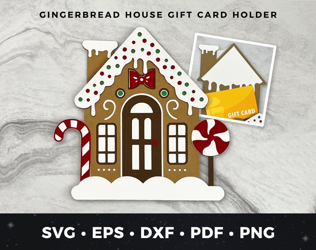 Gingerbread House Gift Card Holder Svg, Gingerbread House Cut File Svg ...