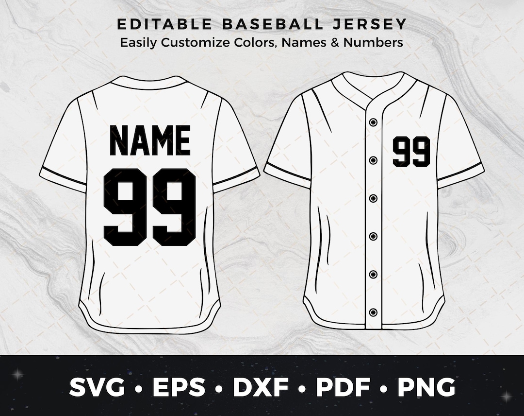 Custom Baseball Jersey Svg Png Pdf Dxf Eps, Baseball Clipart, Baseball ...