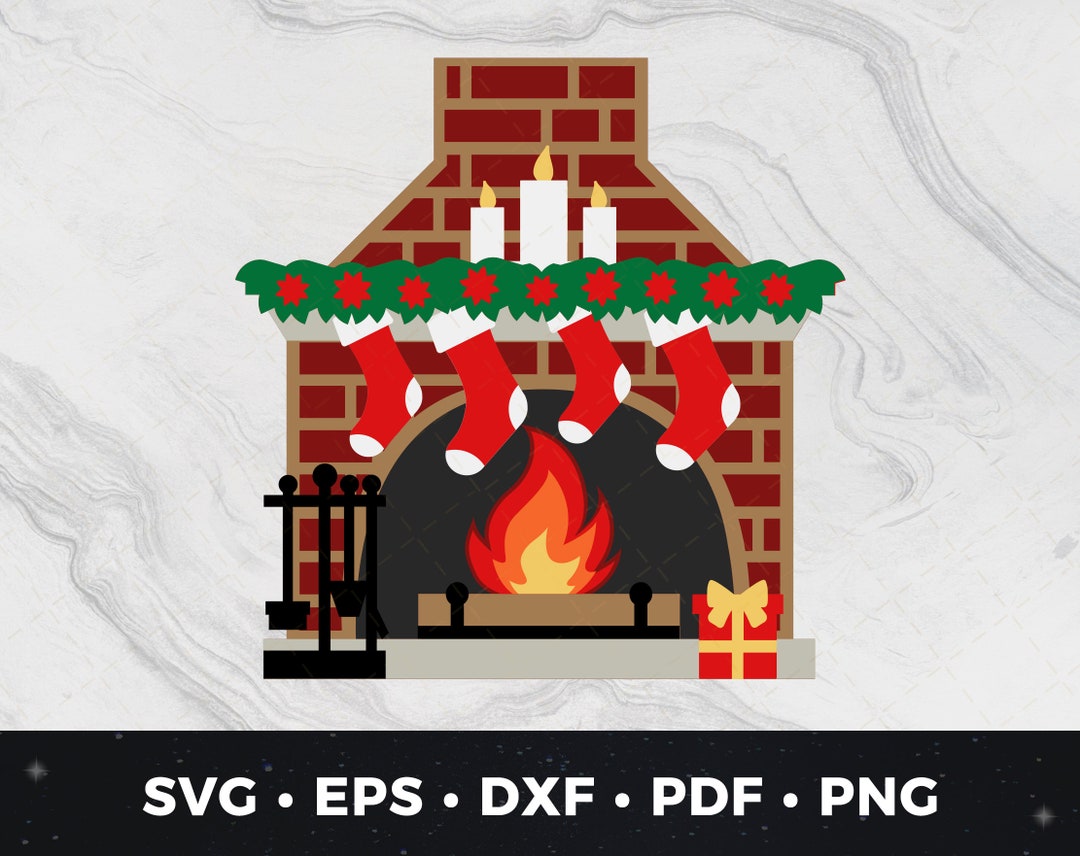 Christmas Mantel Svg, Christmas Fireplace Svg, Christmas Fireplace Png ...